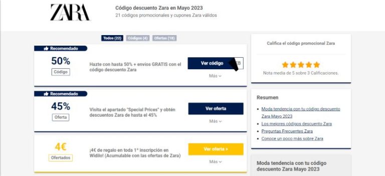 ¿Se pueden utilizar códigos de descuento en Zara Online?